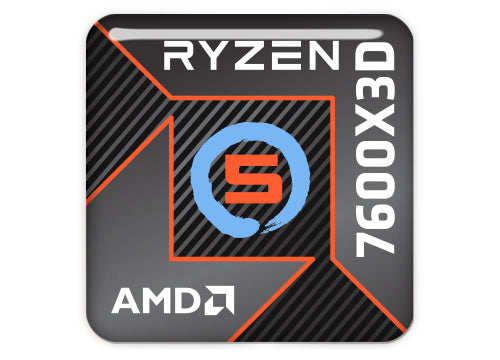 AMD Ryzen 5 7600X3D CPU 1"x1" Chrome Effect Domed Case Badge / Sticker ...