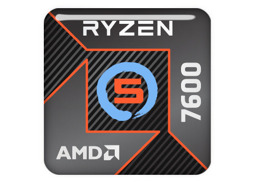 AMD Ryzen 5 7600 1"x1" Chrome Effect Domed Case Badge / Sticker Logo ...