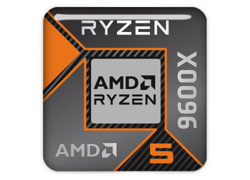 AMD Ryzen 5 9600X 1"x1" Chrome Effect Domed Case Badge / Sticker Logo ...