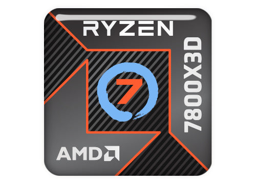 AMD Ryzen 7 7800X3D 1"x1" Chrome Effect Domed Case Badge / Sticker Log ...