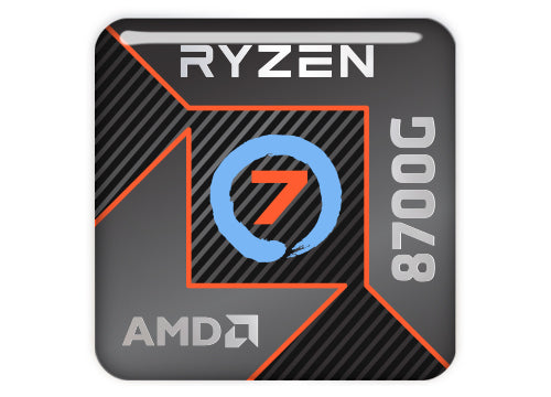 AMD Ryzen 7 8700G 1"x1" Chrome Effect Domed Case Badge / Sticker Logo ...
