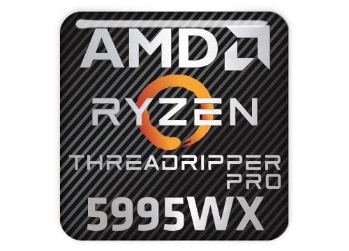 AMD Ryzen Threadripper Pro 5995WX 1"x1" Chrome Effect Domed Case Badge ...