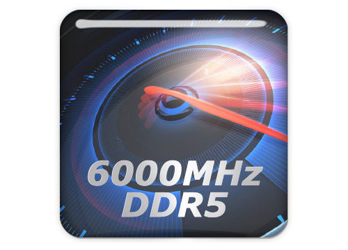 DDR5 6000MHz RAM 1"x1" Chrome Effect Domed Case Badge / Sticker Logo ...