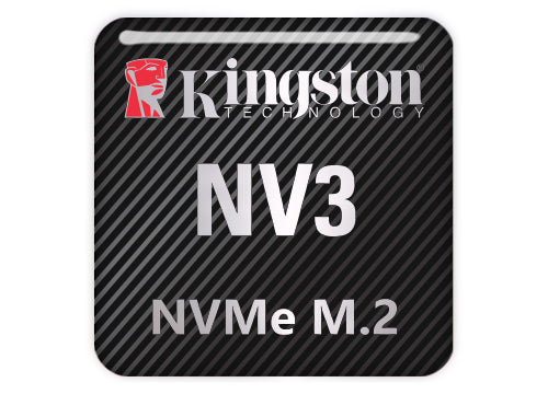 Kingston NV3 NVMe M.2 SSD 1"x1" Chrome Effect Domed Case Badge / Stick ...