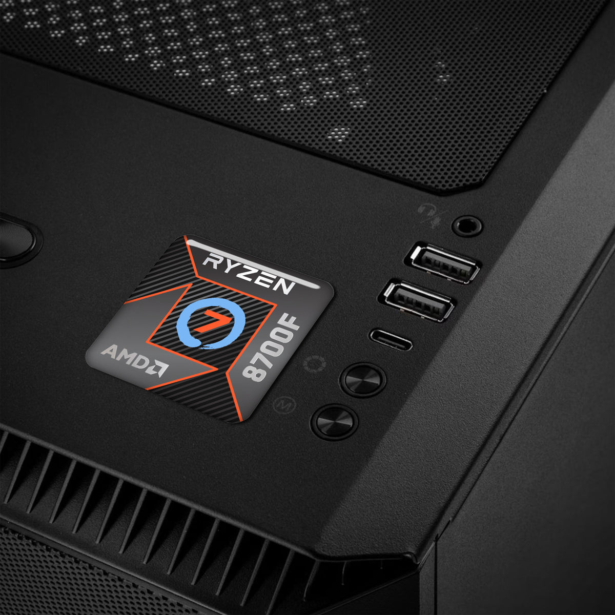 AMD Ryzen 7 8700F 1"x1" Chrome Effect Domed Case Badge / Sticker Logo ...