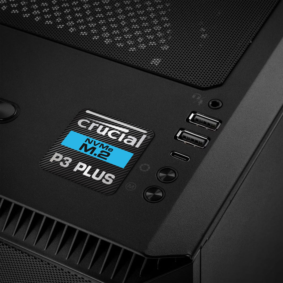 Crucial P3 Plus NVMe M.2 SSD 1"x1" Chrome Effect Domed Case Badge / St ...