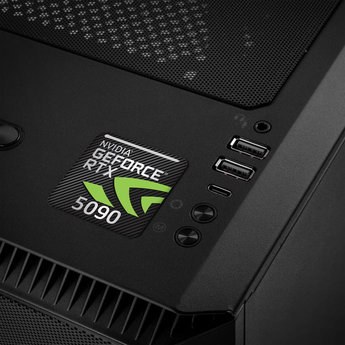 nVidia GeForce RTX 5090 1"x1" Chrome Effect Domed Case Badge / Sticker ...