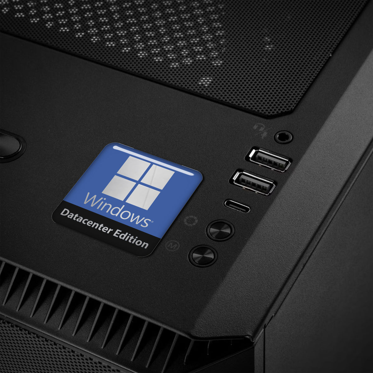 Windows Server Datacenter Edition 1"x1" Chrome Effect Domed Case Badge ...