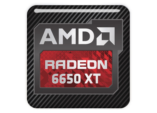 AMD Radeon RX 6650 XT 1"x1" Insignia de caja abovedada con efecto crom ...