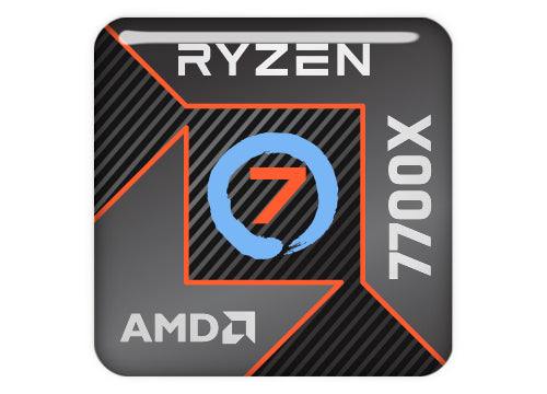 AMD Ryzen 7 7700X 1"x1" Insignia de caja abovedada con efecto cromado ...