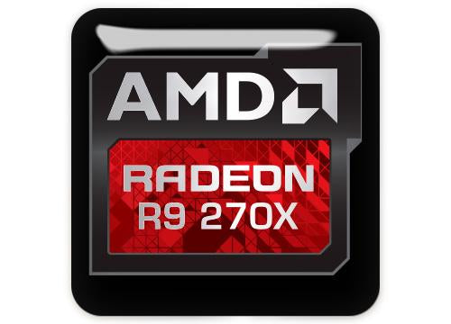 AMD Radeon R9 270X 1"x1" Chrome Effect Domed Case Badge / Sticker Logo ...