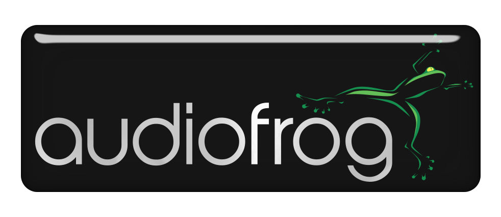 Audiofrog 2.75"x1" Chrome Effect Domed Case Badge / Sticker Logo ...