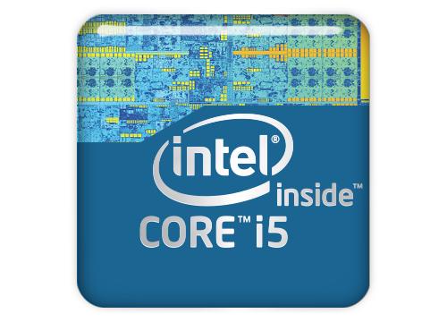 Intel Core i5 Generation 1"x1" Chrome Effect Domed Case Badge / Sticke ...