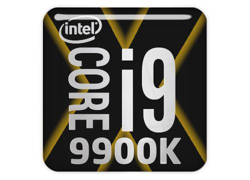 Intel Core i9 9900K 1"x1" Chrome Effect Domed Case Badge / Sticker Log ...
