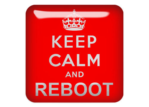 Keep Calm and Reboot Red 1"x1" Chrome Effect Domed Case Badge / Sticke ...