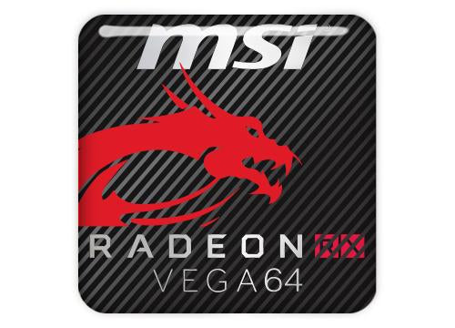 MSI Radeon RX VEGA 64 1"x1" Chrome Effect Domed Case Badge / Sticker L ...