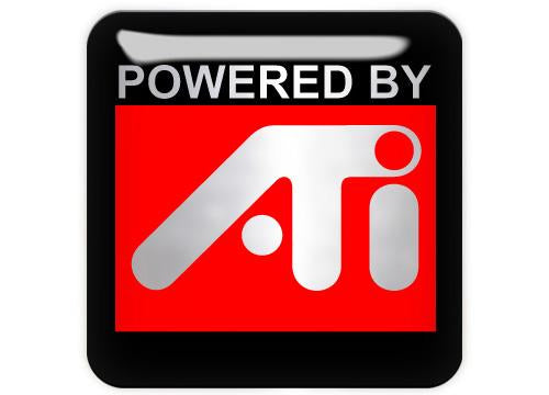 Powered By ATI 1"x1" Chrome Effect Domed Case Badge / Sticker Logo ...