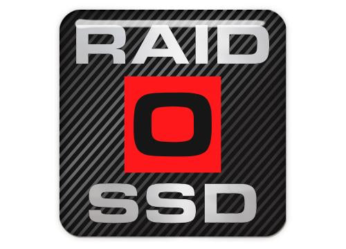 RAID 0 SSD 1"x1" Chrome Effect Domed Case Badge / Sticker Logo ...
