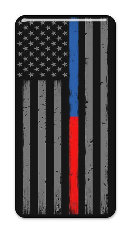 Thin Blue & Red Line Police Firefighter 2"x1" Chrome Effect Domed Case ...