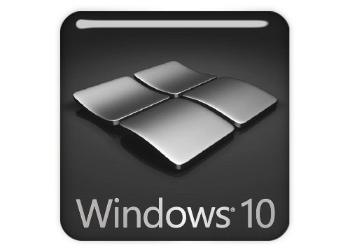 Windows 10 Gunmetal 1"x1" Chrome Effect Domed Case Badge / Sticker Log ...
