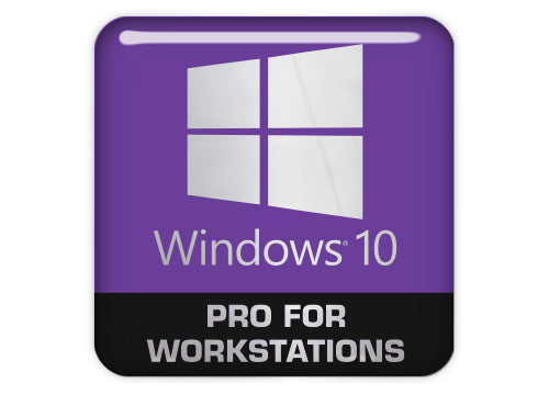 Windows 10 Pro for Workstations 1"x1" Chrome Effect Domed Case Badge ...